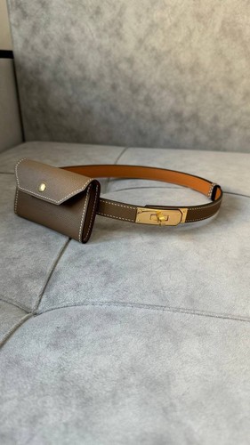 Hermes Kelly Pocket Belt 18 Women's Leather Belt Brown Kelly Buckle ...