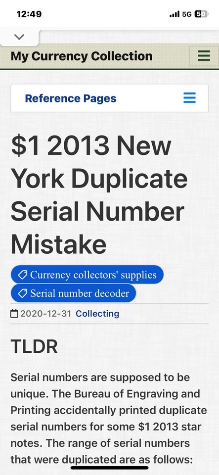 2013 B Duplicate Print ⭐️ STAR NOTE ERROR $1 Serial Number B05980475* D ...