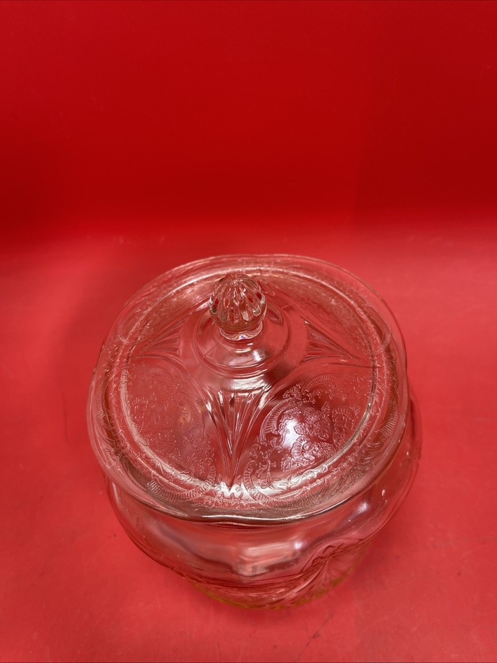 Hazel Atlas Royal Lace Pink Depression Glass Biscuit/Cookie Jar With ...