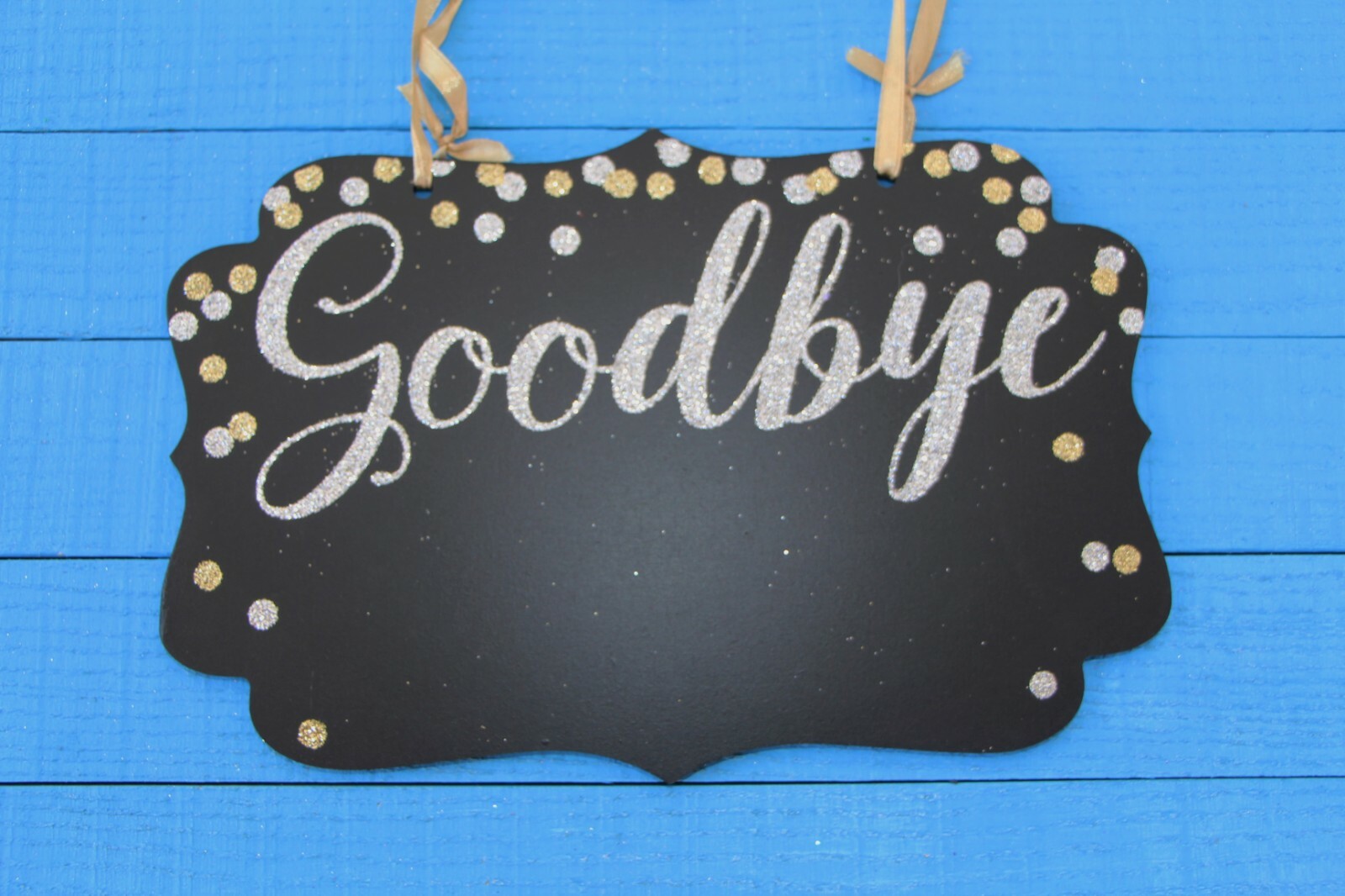 Hello Goodbye Chalkboard Hanging Sign, New Year’s Glittered Wall Decor ...