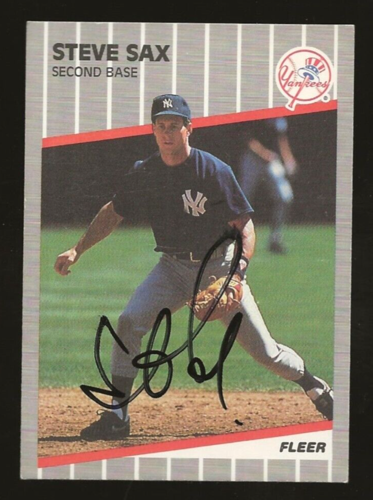 1989 Fleer Update Steve Sax Autographed Card #U-52 New York Yankees | eBay
