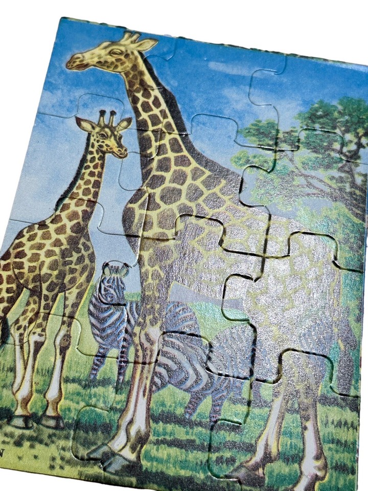 2 Vintage Zoo Puzzles NOS Made In Japan 5x4” Postcard Size Giraffe ...