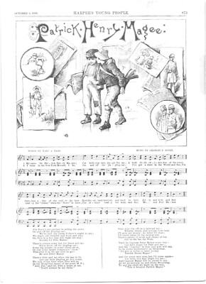PATRICK HENRY MAGEE BY ROPER & BARR.VTG 1888 HARPER'S 11" x 8" ENGRAVED ...