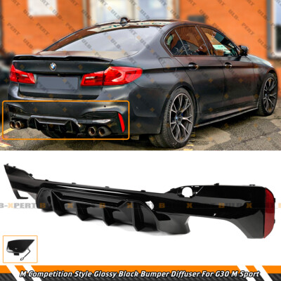 For 17-23 BMW G30 5 Series M Competition Style Gloss Black Rear Bumper ...