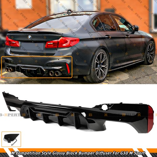 For 17-23 BMW G30 5 Series M Competition Style Gloss Black Rear Bumper ...