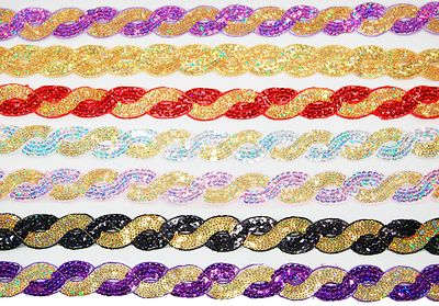 Iridescent Sequin Lace Ribbon Trim for Carft, Costumes, Dressmaking ETC ...