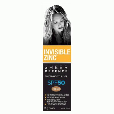 INV/ZINC SHEER DEFENCE MEDIUM SPF50 50G INVISIBLE ZINC TINTED ...