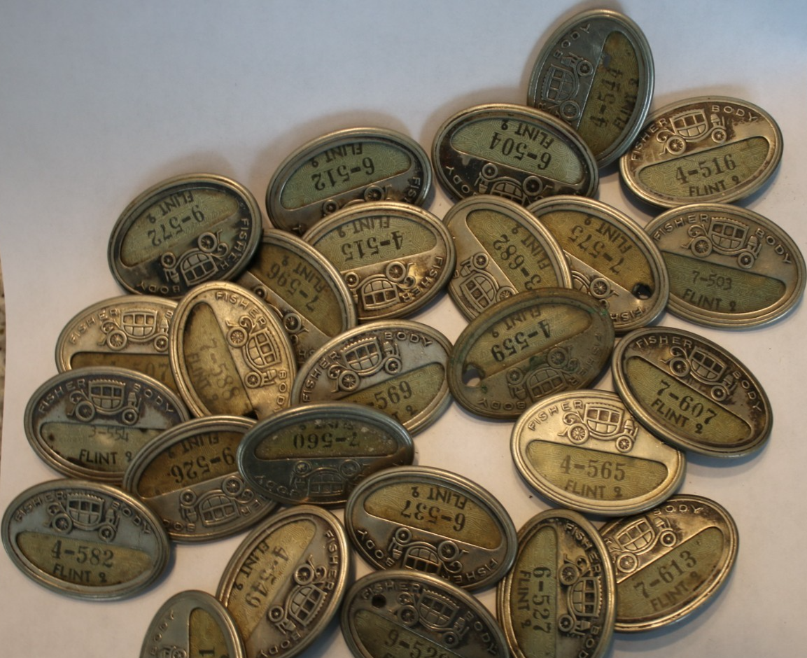 Buy it Now for One Pin! FISHER BODY EMPLOYEE BADGE PIN FLINT GENERAL ...