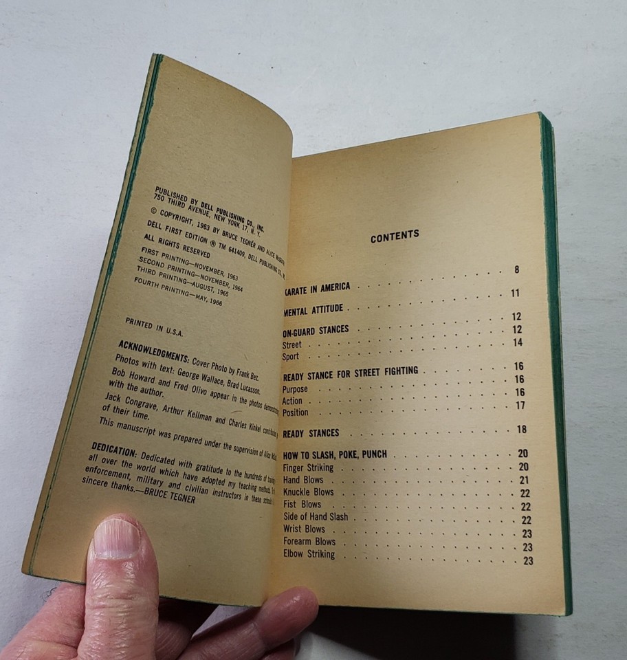 KARATE by Bruce Tegner 1966 PB Step-by-Step Illustrations Training ...