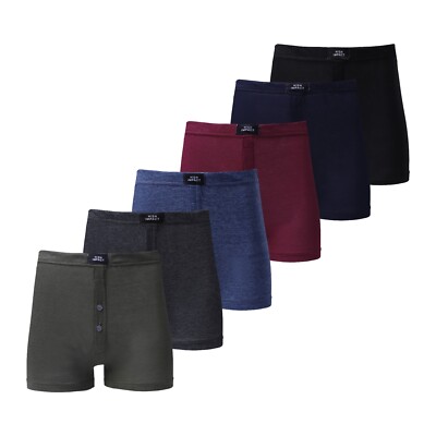 6 Pairs Men's Plain Boxer Shorts Underwear, Classic Cotton Rich Boxers ...