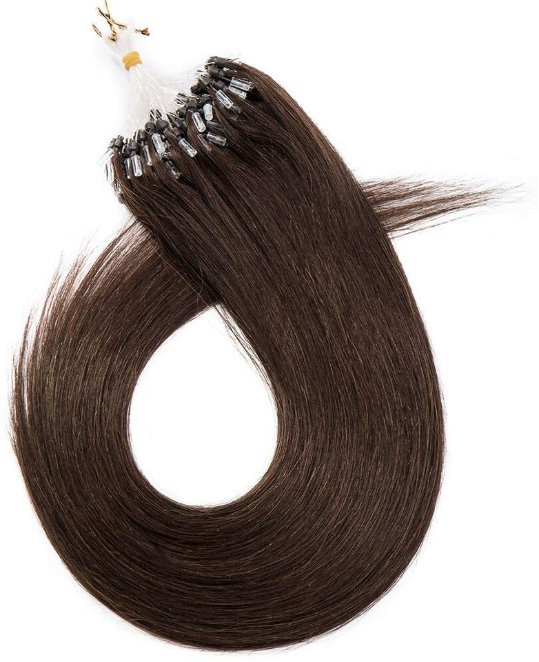 Pre-Looped Fish Line Micro Ring Beads Link Hair Extensions Real Remy ...