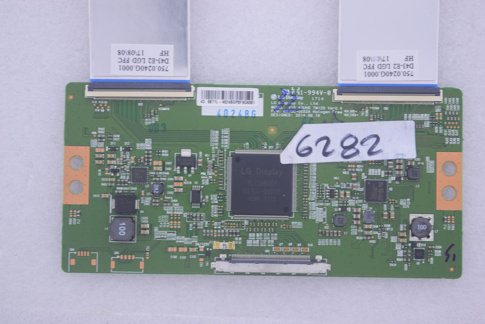 VIZIO D43-E2 V15 43UHD 6870C-0552A 43 6871L 4024BG T-CON BOARD 6282 for ...