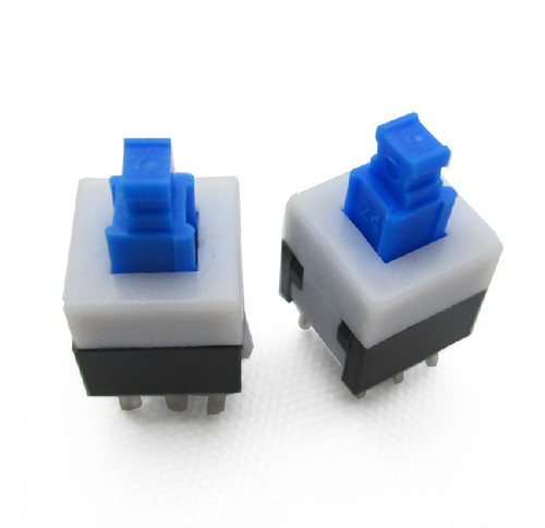 50PCS 8*8mm 8X8mm Blue Cap Self-locking Type Square Button Switch NEW ...