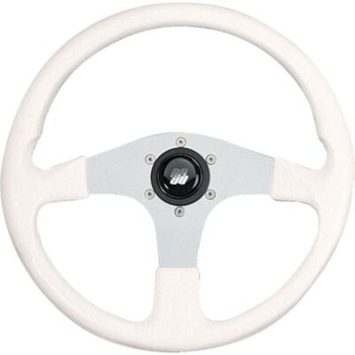 Boat Steering Wheel, Ultraflex White Soft Grip Wheel with Silver Spokes ...