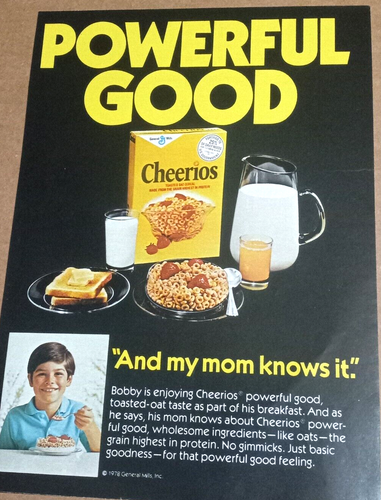 1978 print ad-Cheerios cereal Cute little boy breakfast General Mill ...