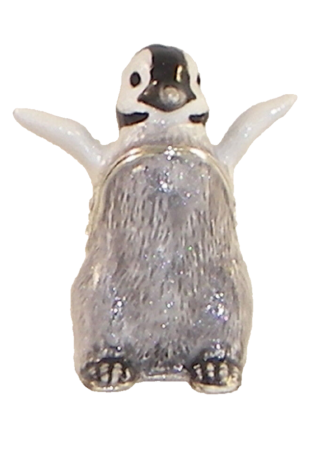 Flippity Penguin Pewter Bejeweled Hinged Miniature Trinket Box ...