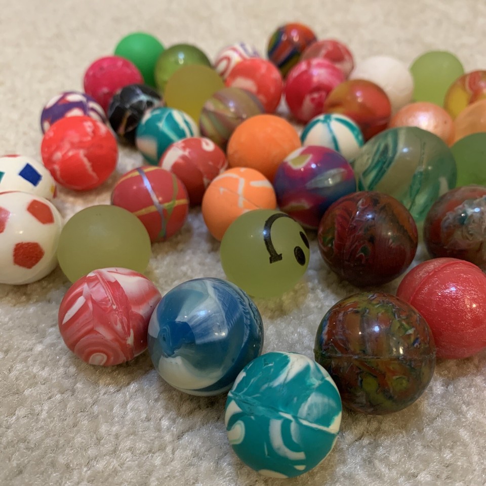 Bouncing Bouncy Balls Toy Lot 42 Vintage Rubber 1" Diameter Swirl Solid ...