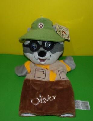 12" Great Wolf Lodge Oliver Raccoon Hand Puppet Stuffed Plush Toy w ...