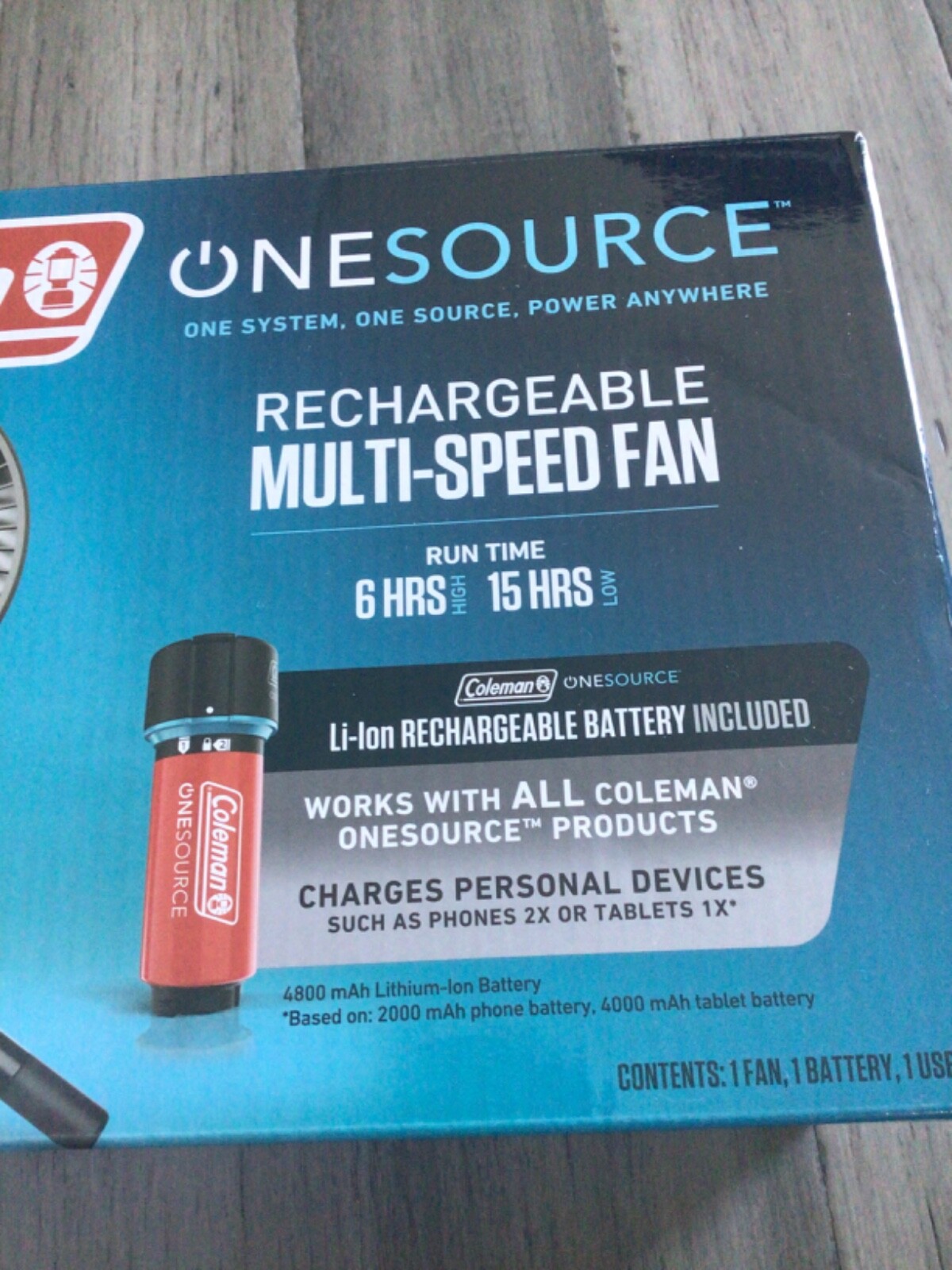 Coleman OneSource Multi-Speed Fan & Rechargeable Battery | eBay