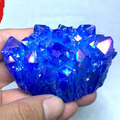 120g Natural Aura Blue Titanium Quartz Crystal Cluster Specimens ...