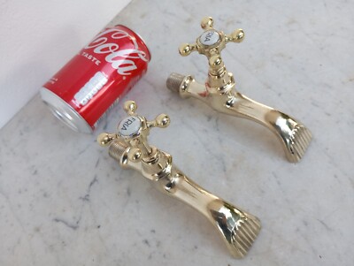 Tap Faucet Spigot Brass & Porcelain 1 (One) Vintage Fan Tip Bathroom or ...