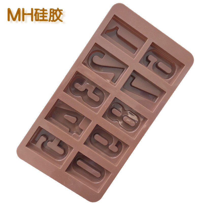 0-9 Digit Numbers Silicone Mould Chocolate Fondant Jelly Ice Cube Mold ...