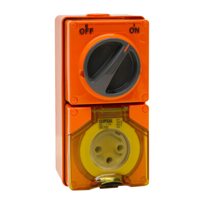 Clipsal 56 Series Round 3 Pin 32A Switched Socket Resistant Orange ...