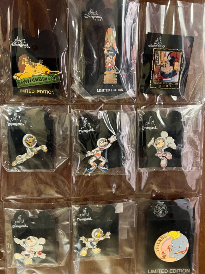Disney Pins Full Sheet Of 9 Pins Rare Vintage Full Set Astronaut Mickey ...