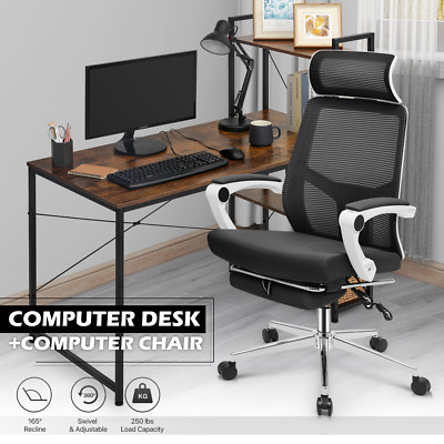 Home Office Workstation[RECLINABLE EXECUTIVE CHAIR+COMPUTER DESK]w ...