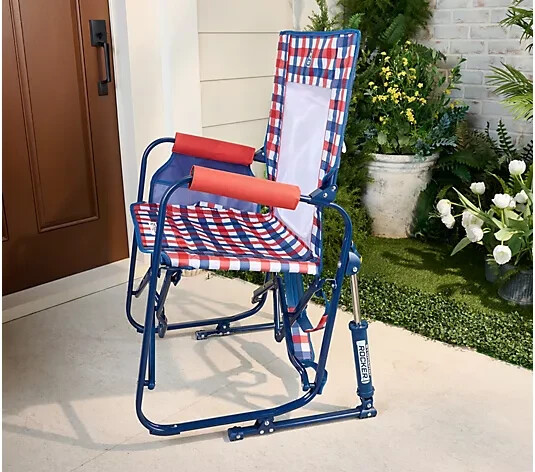 GCI Outdoor Pack Away Portable Rocking Chair Patriotic Plaid Capacity ...