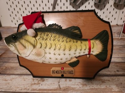 Gemmy Big Mouth Billy Bass Singing Fish Santa Hat Christmas 1999 ...