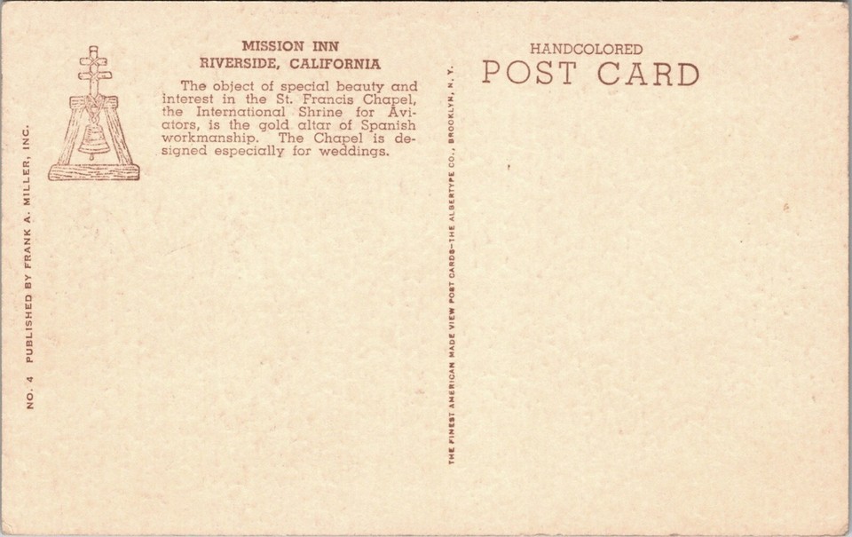 Francis Chapel Mission Inn Riverside California Postcard | eBay