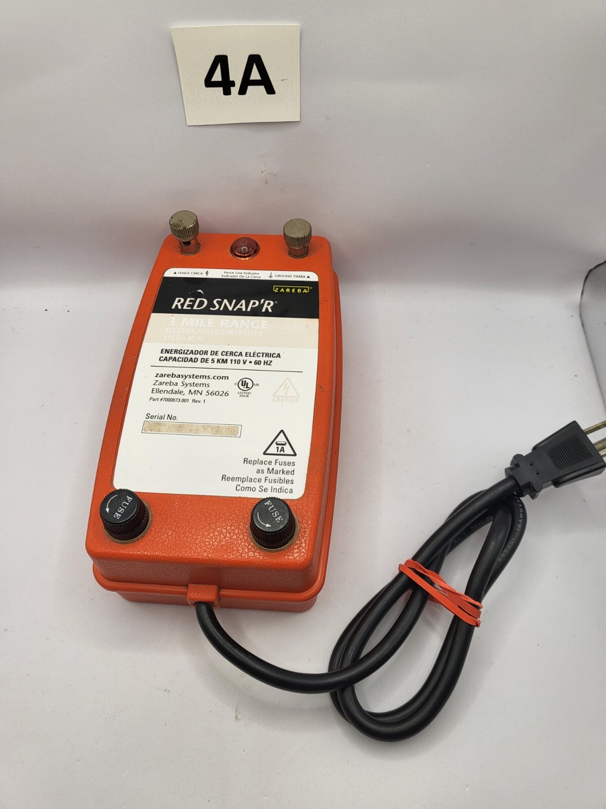 red snap'r electric 3 mile range fence controller model rs3 TESTED 110V ...