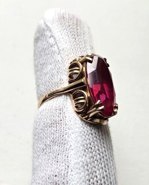 USSR Vintage Original Rose Gold Ring with Ruby 583 14K 1970s | eBay