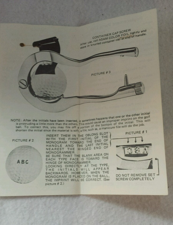 Vintage ASAM Products Golf Ball Monogrammer Kit | eBay