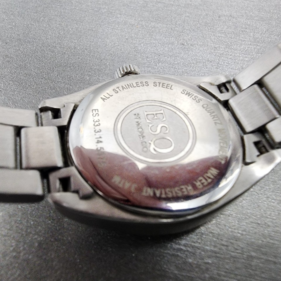 ESQ Watch Women 27mm Silver Dial Stainless Steel Date Round New Batt | eBay