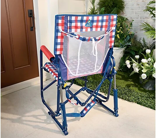 GCI Outdoor Pack Away Portable Rocking Chair Patriotic Plaid Capacity ...