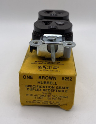 Vtg Hubbell 5252 Brown Duplex Receptacle New Old Stock NOS (1 outlet ...
