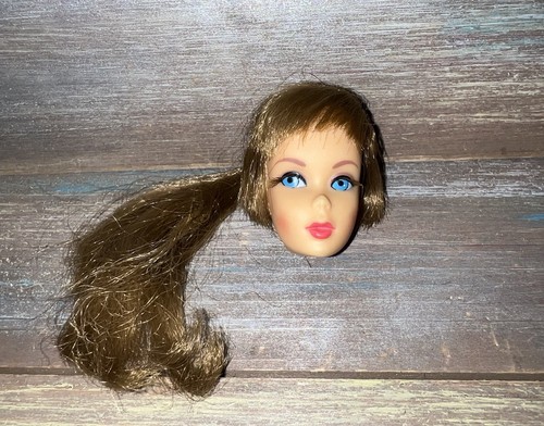 Vintage Mod Barbie Head Only Brunette Side Ponytail Talking Barbie ...