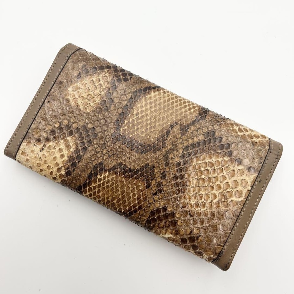 Rare GUCCI Long Wallet Python Interlocking Suki Snake GG Logo From Japan | eBay