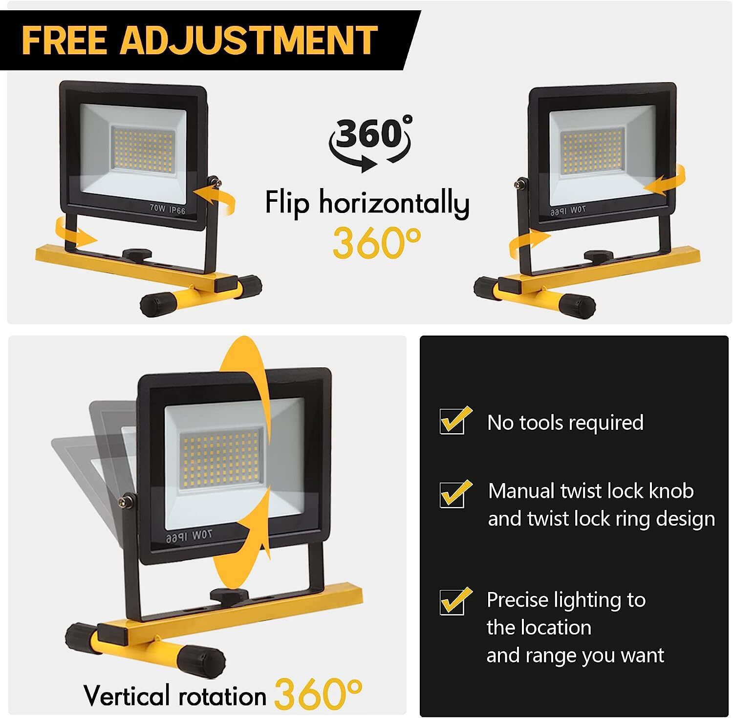 21000 Lumen Work Lights With Stand 3 Adjustable Head Led Work Light With Adjusta 705583210029| eBay