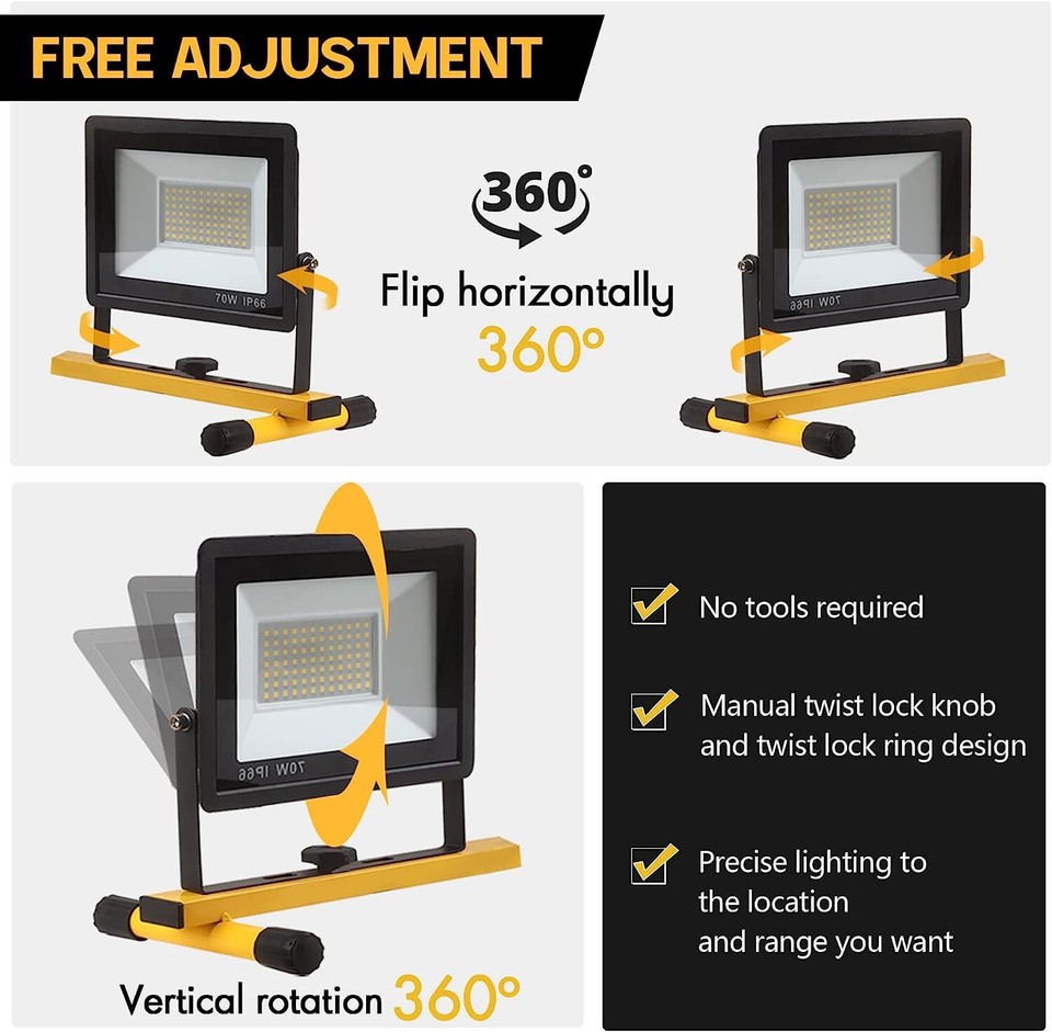 21000 Lumen Work Lights With Stand 3 Adjustable Head Led Work Light ...