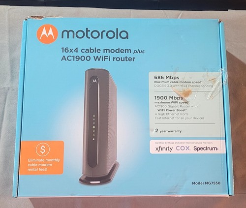 Motorola MG7550 Modem WiFi Router Combo with Power Boost | eBay