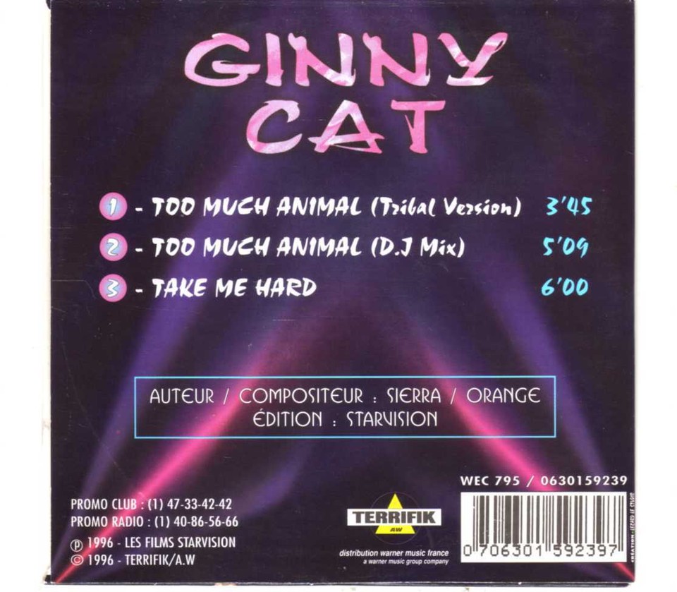 Ginny Cat - Too Much Animal - CDS - 1996 - Eurodance 2TR Card France ...