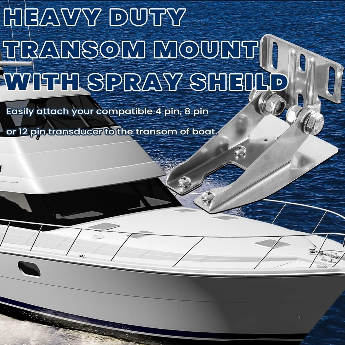 Garmin Heavy Duty Transom Mount 010-12006-11 W/spray Sheild 4/8/12pin ...