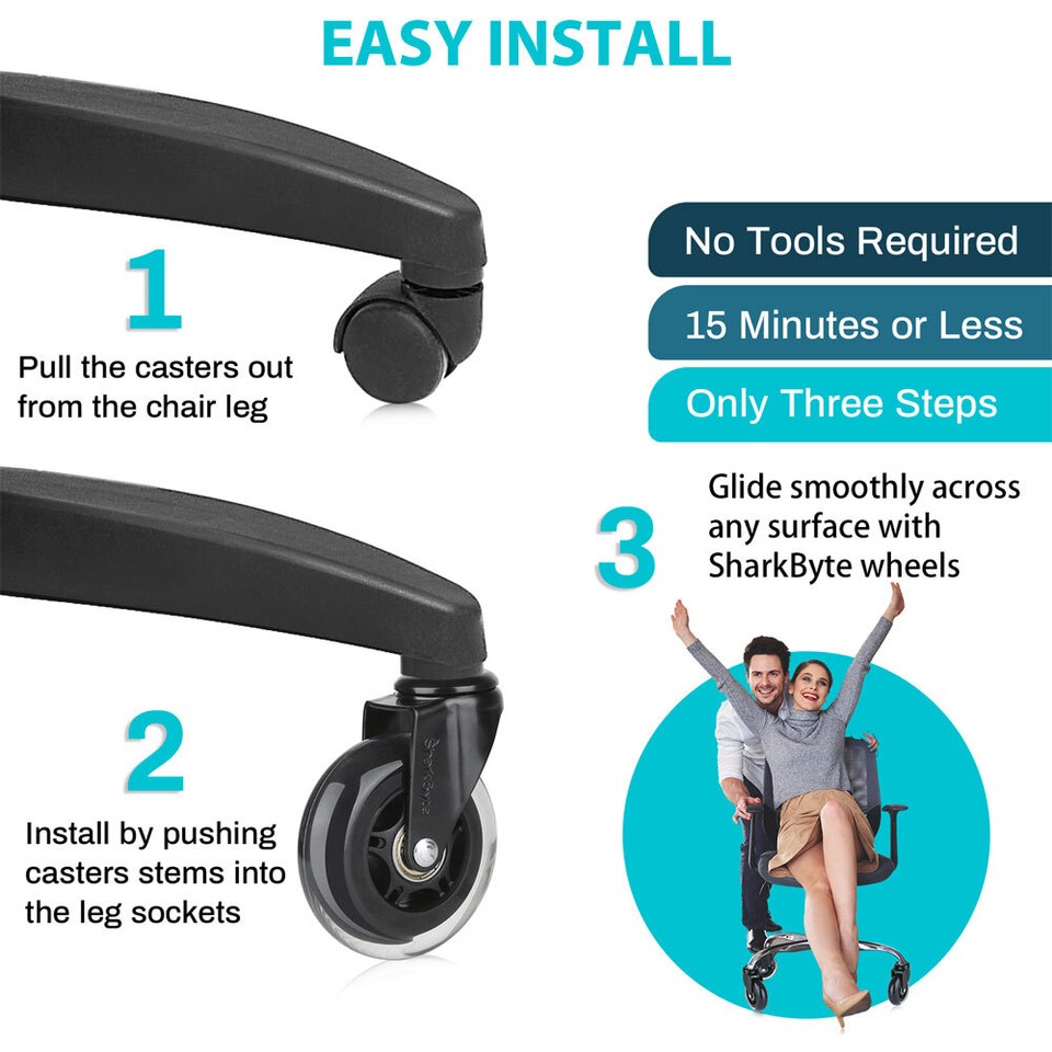 5 Replacement Roller Casters Home Office Swivel Chair Wheels Universal ...