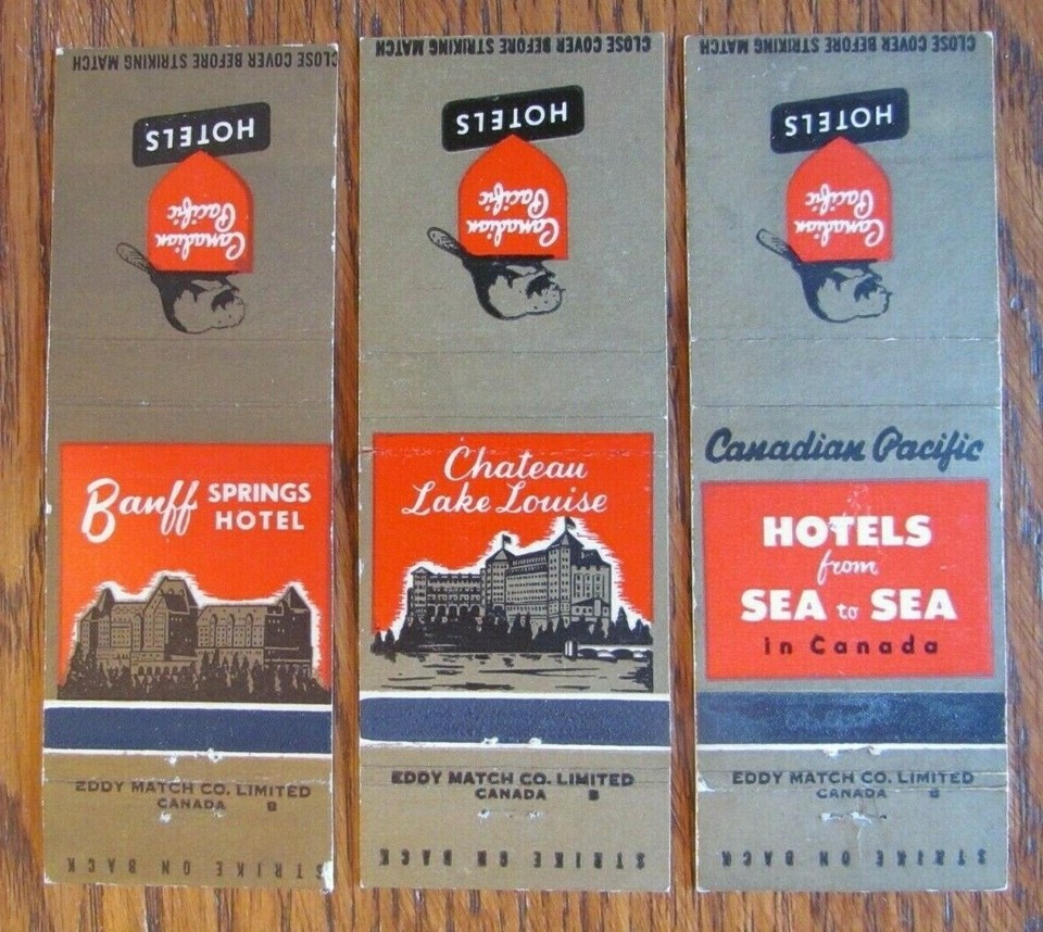 BEAVER: CANADIAN PACIFIC HOTELS MATCHBOOK COVERS (BANFF LAKE LOUISE ...