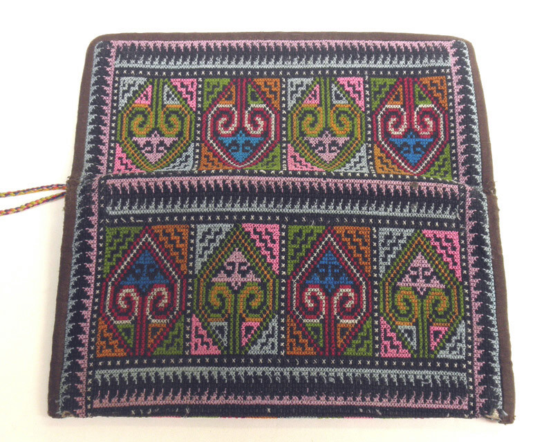 Handmade Cross Stitch Wallet Thai Hmong Embroidered Folk Art Boho ...