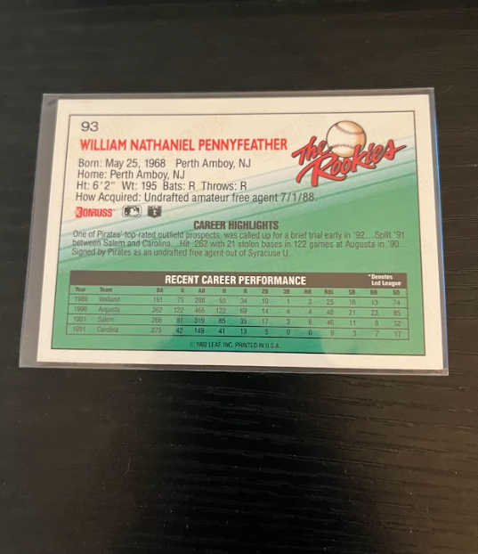 1992 Donruss Rookies William Pennyfeather #93 | eBay