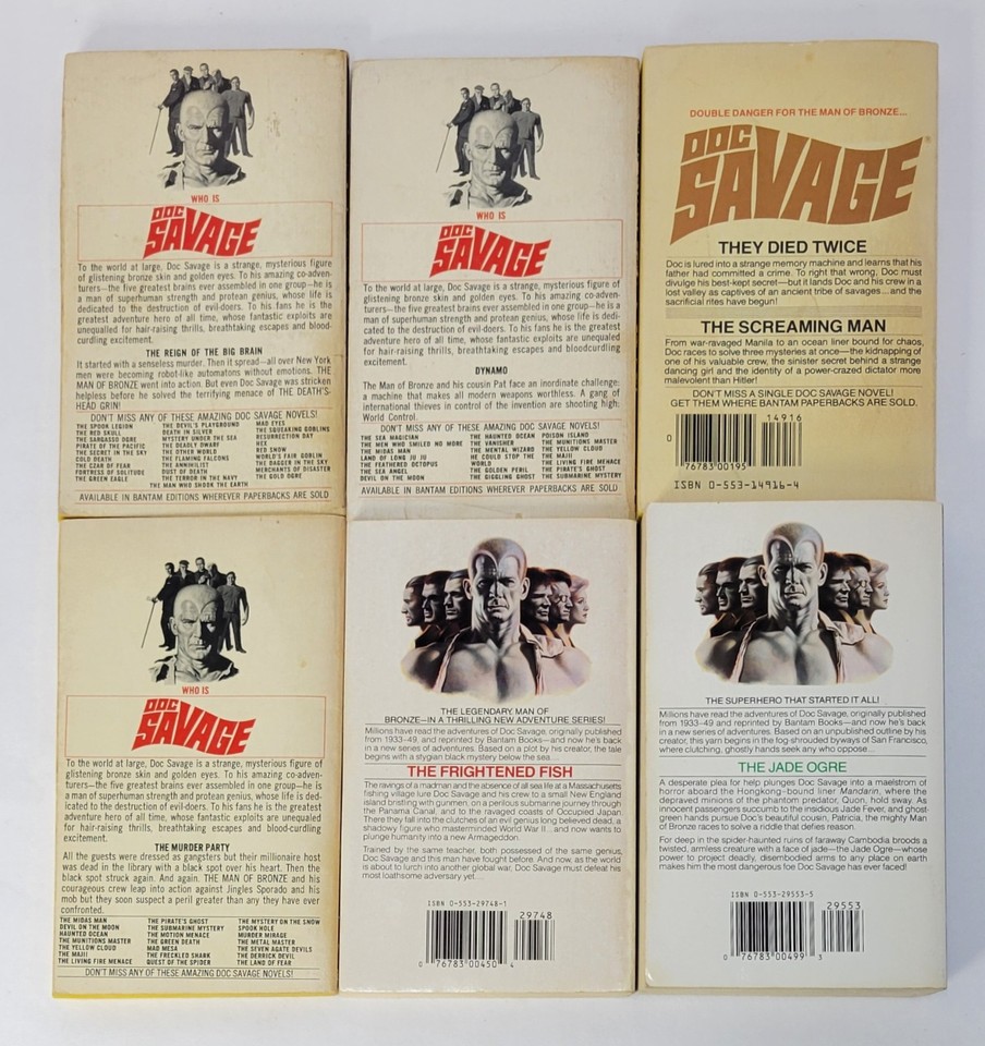 Doc Savage Vintage Paperbacks~Lot Of 6 Books~Kenneth Robeson~ 1970-1992 ...